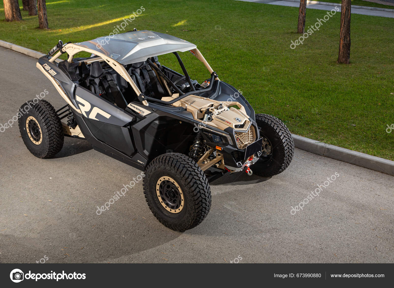Novosibirsk Russia August 2023 Black New Atv Front View Road — Stock ...
