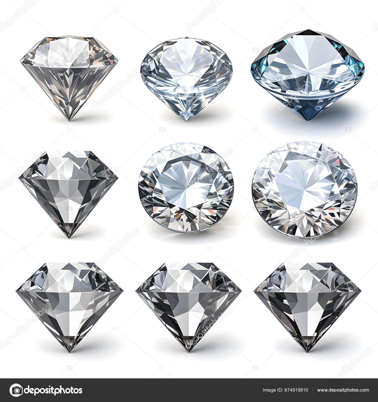 Set Diamonds Different Sides Black Background Generate — Stock Photo ...