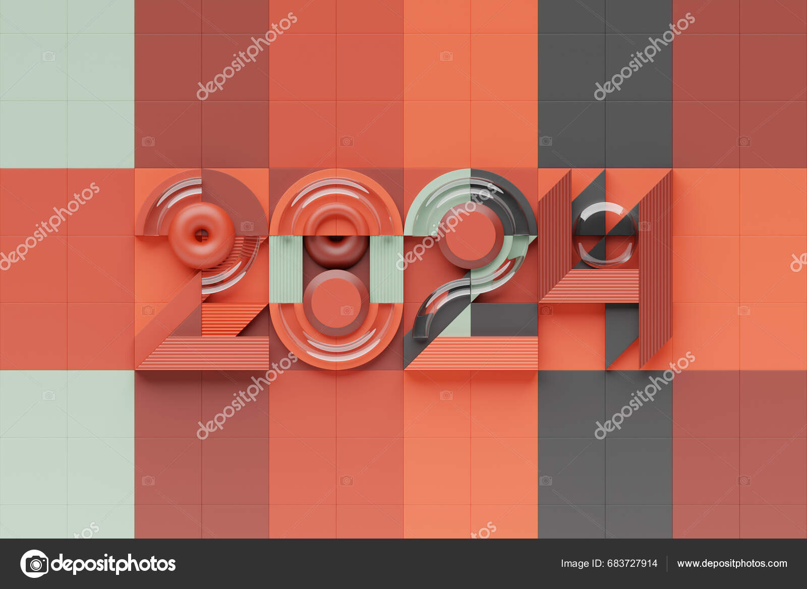 Calendar Header Number 2024 Multicolored Background Happy New Year 2024 ...