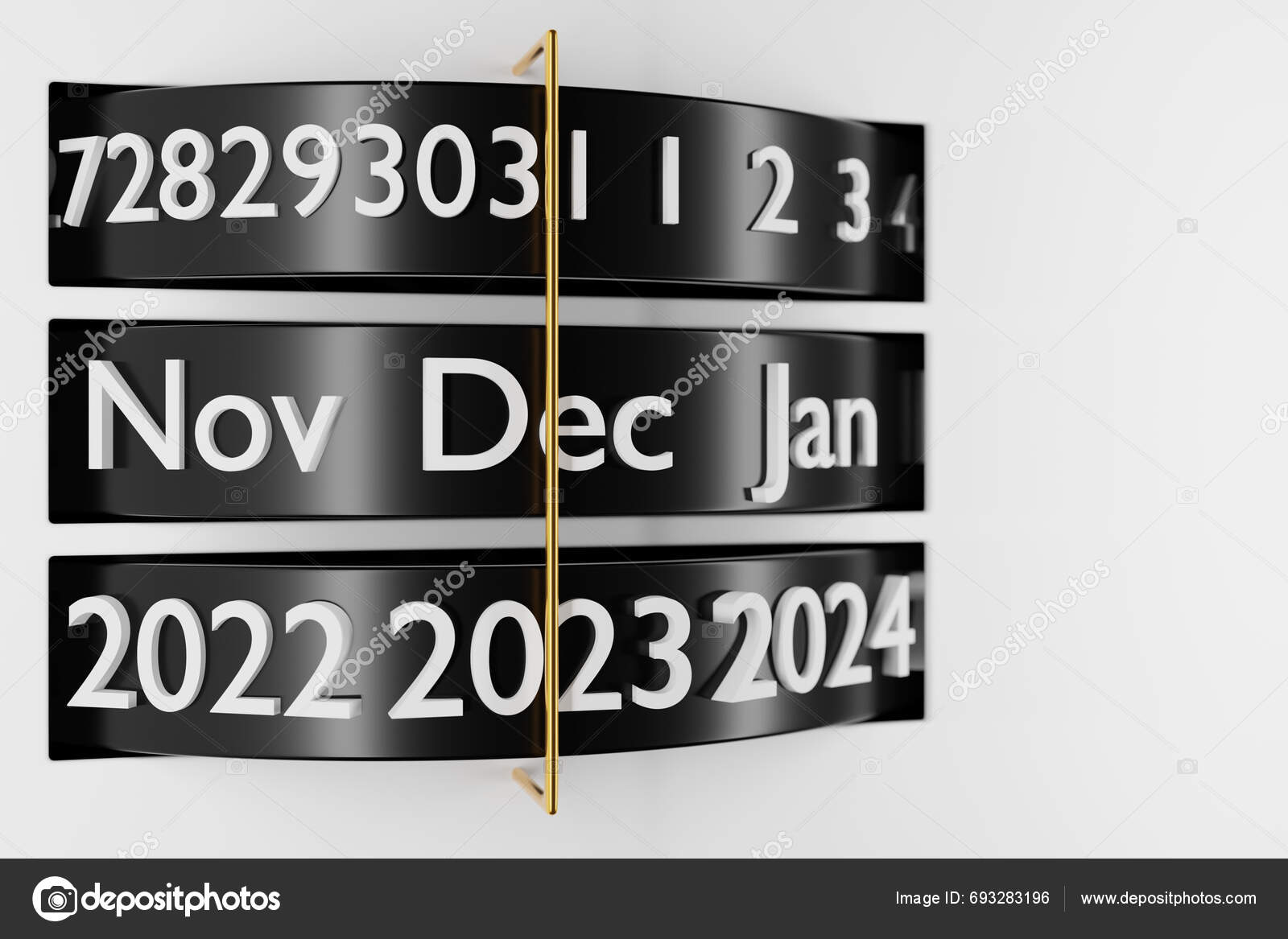 Illustration Black Stripe Calendar Months Days 2023 2024 Year White ...