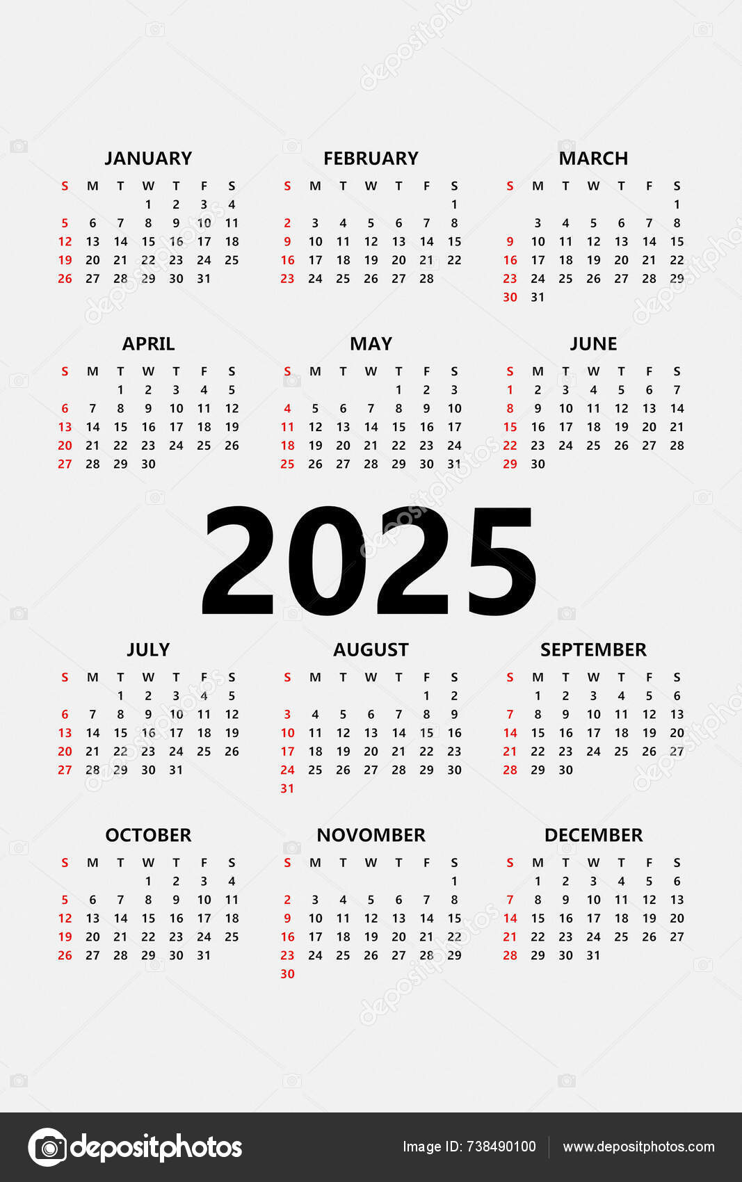 Multicolored Monthly Calendar Template Minimalist Style 2025 Vertical ...