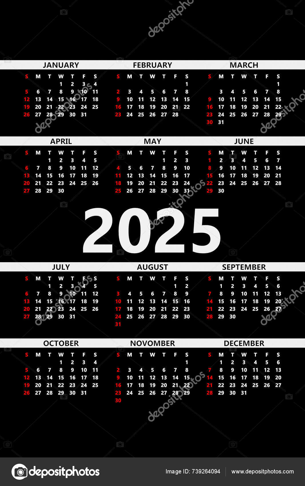 Multicolored Monthly Calendar Template Minimalist Style 2025 Vertical ...