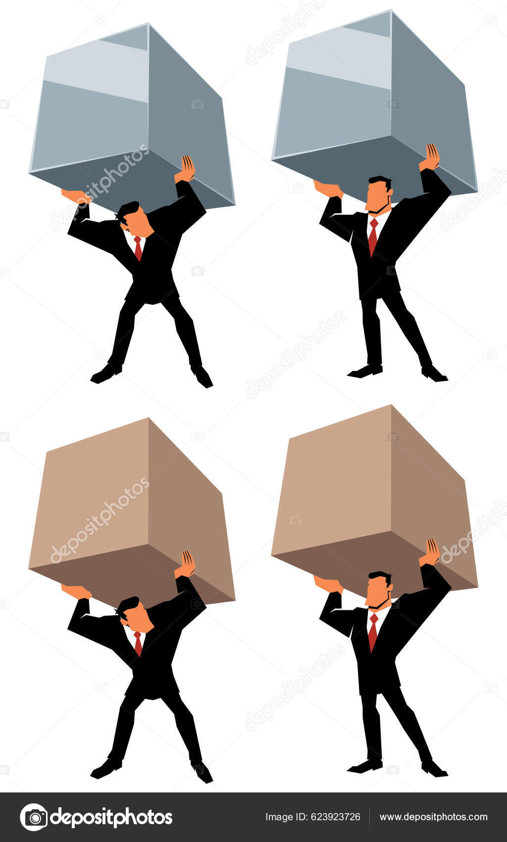 Concept Flat Style Illustration Super Strong Businessman Lifting Heavy ...