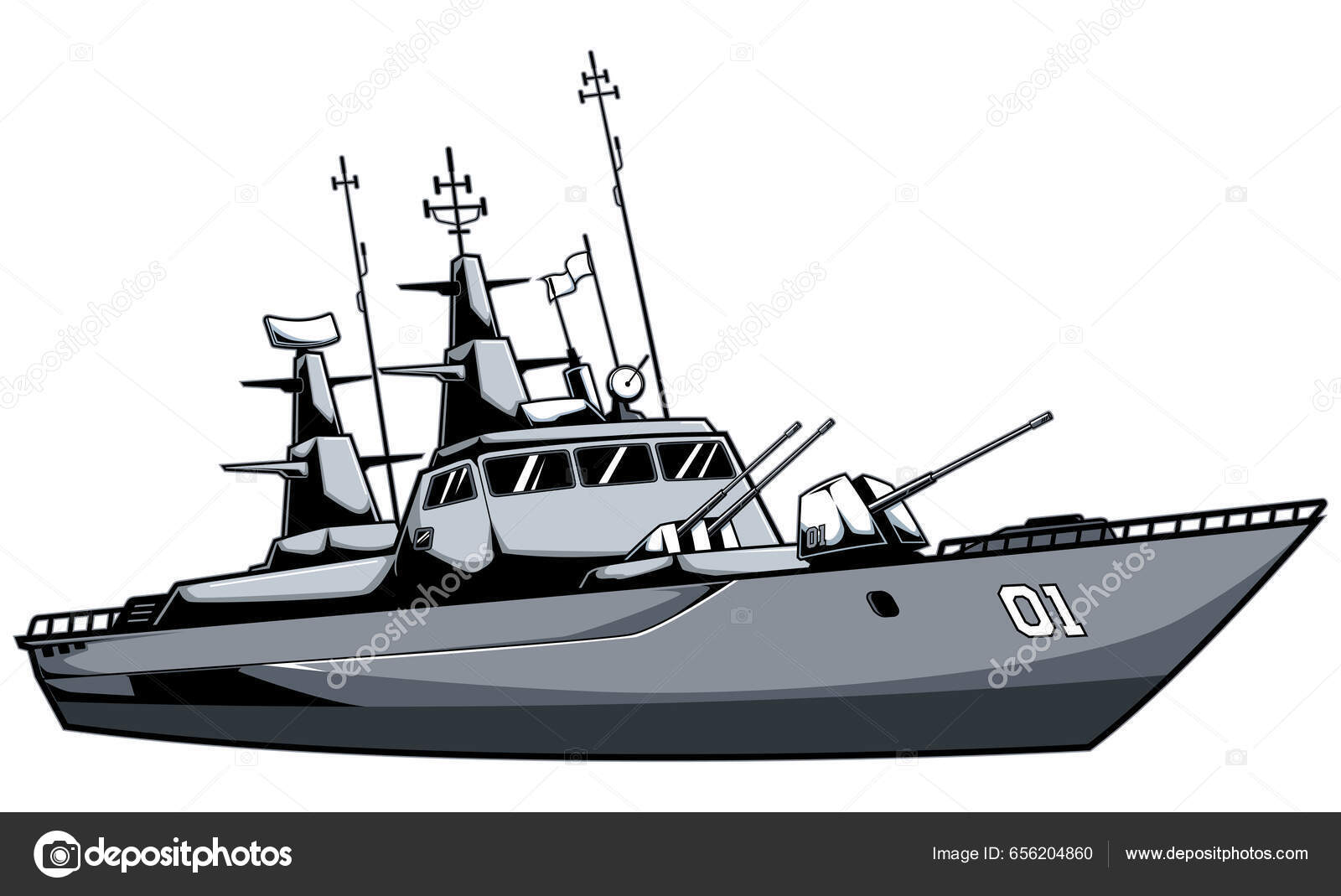 Gambar Kartun Kapal Perang Ditampilkan Dari Samping Dengan Portholes Dan Vektor Stok oleh ...