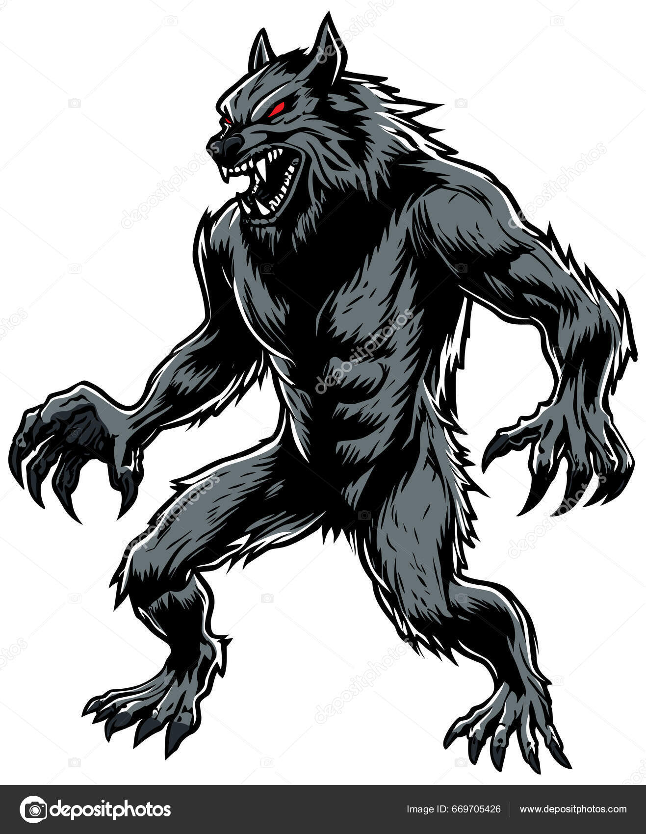 Spooky Illustration Fierce Werewolf Isolated White Background Stock ...