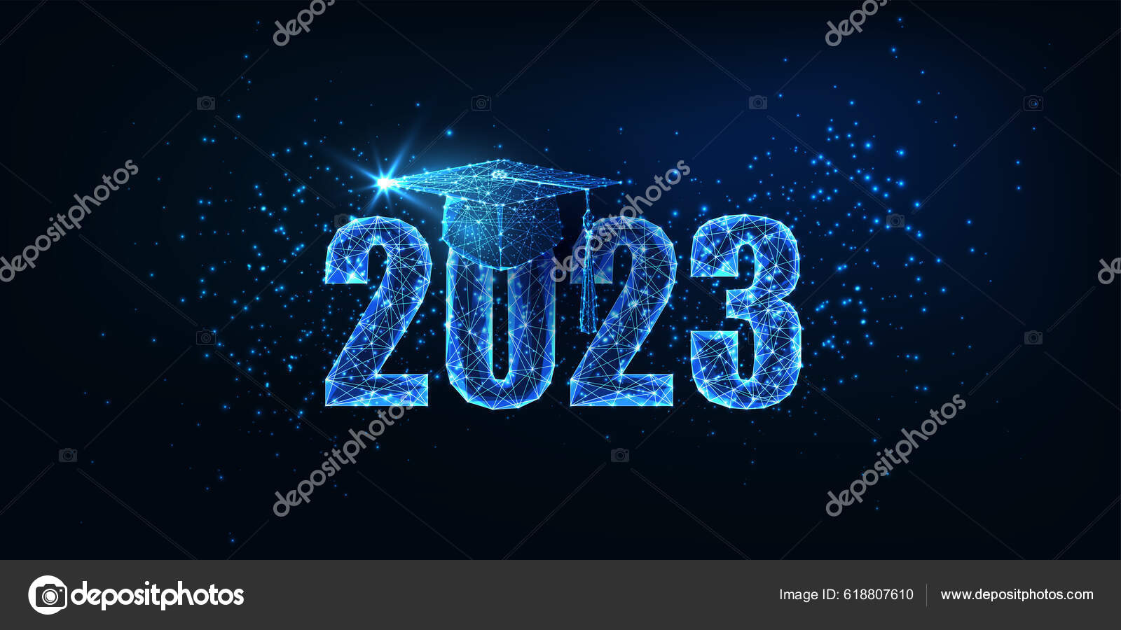 Futuristic Graduation 2023 Concept Banner Glowing Low Polygonal ...