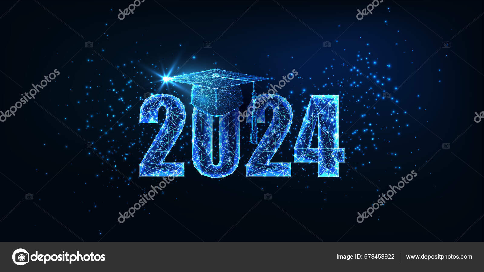Futuristic Graduation 2024 Concept Banner Glowing Low Polygonal ...