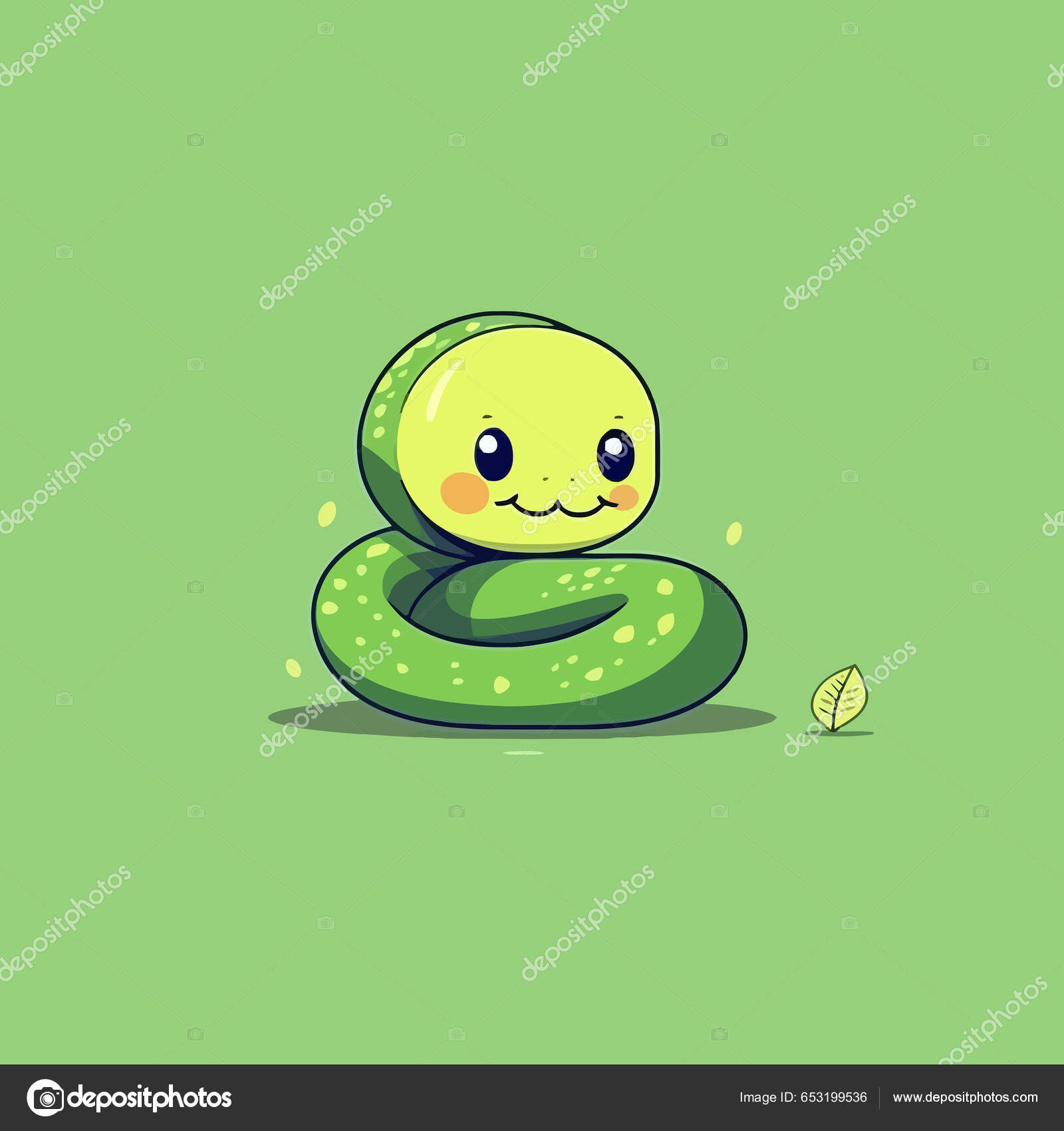 Cute Kawaii Snake Chibi Mascot Vector Cartoon Style Stock Illustration ...