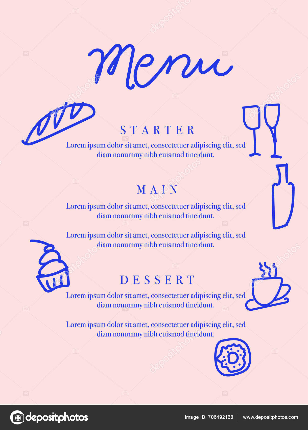 Menu Card Luxury Dinner Menu Menu Price List Restaurant Cafe Stock ...