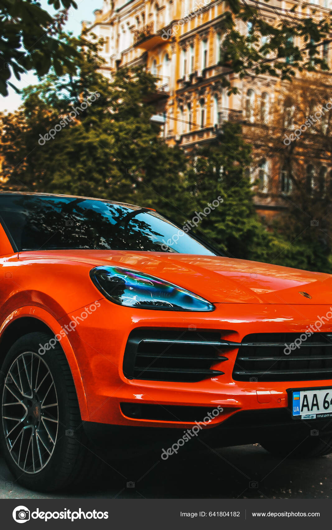 Kiev Ukraine May 2021 Bright Orange German Porsche Cayenne Car — Stock ...