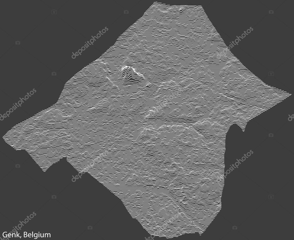 Mapa topográfico en relieve de la ciudad de GENK, BÉLGICA con líneas de ...