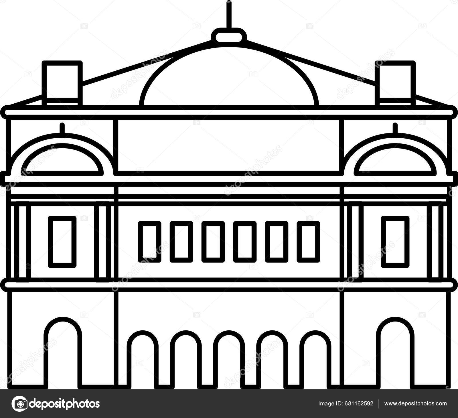 Simple Black Flat Outline Drawing French Historical Landmark Monument ...