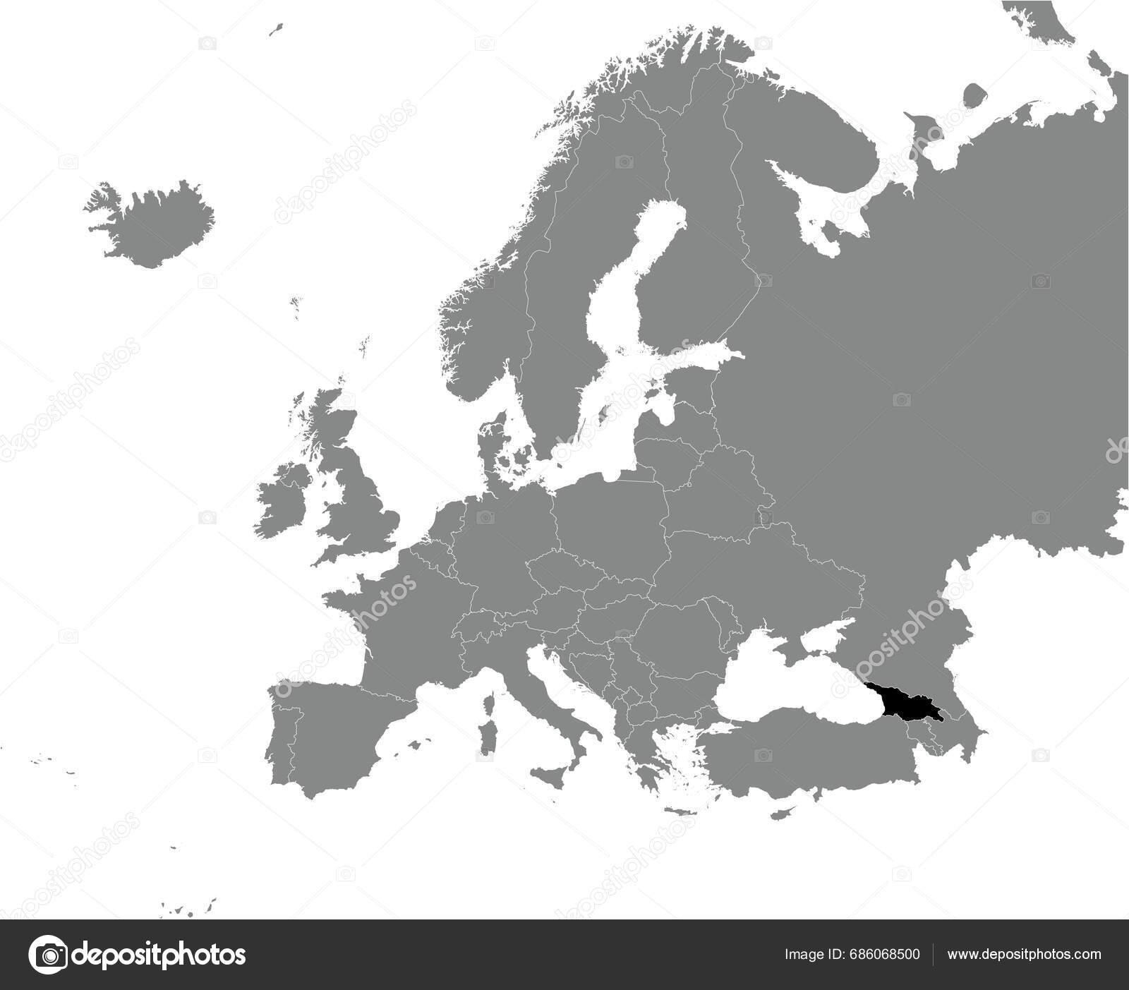 Mapa Nacional Cmyk Negro Georgia Dentro Del Detallado Mapa Político ...