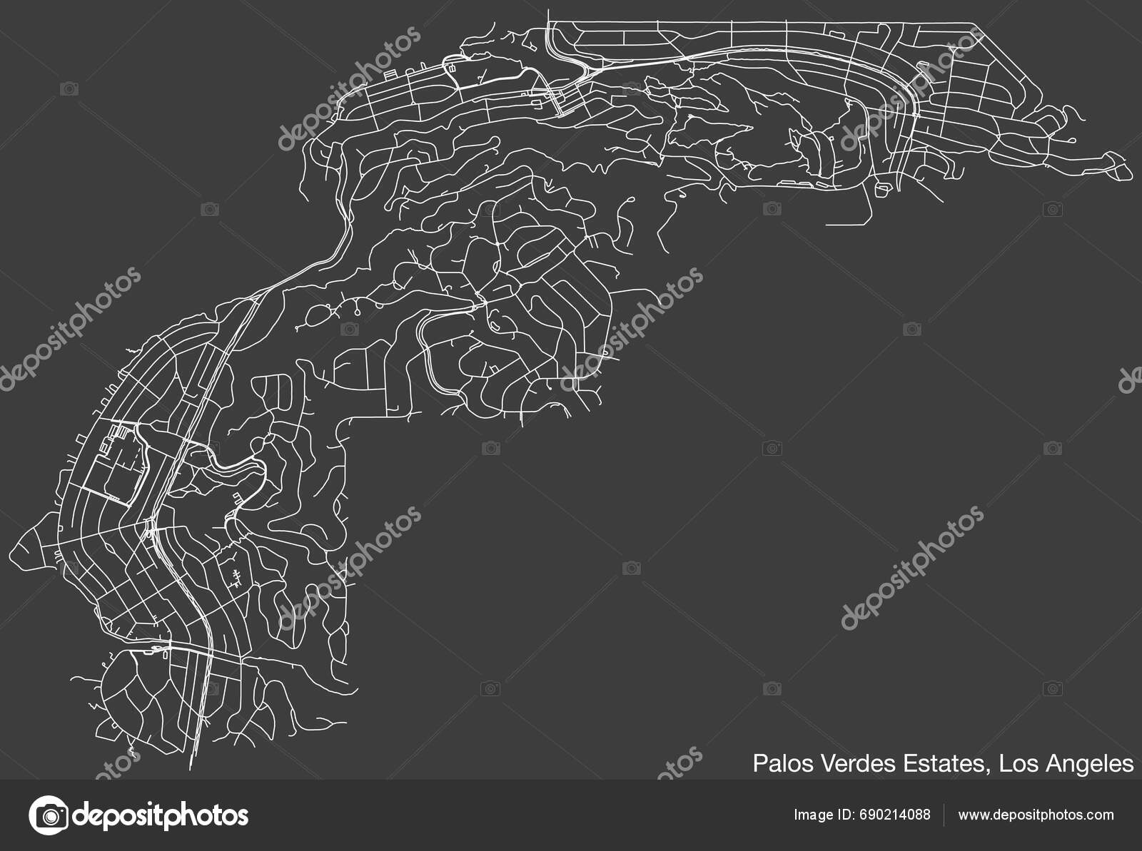Detailed Hand Drawn Navigational Urban Street Roads Map City Palos ...
