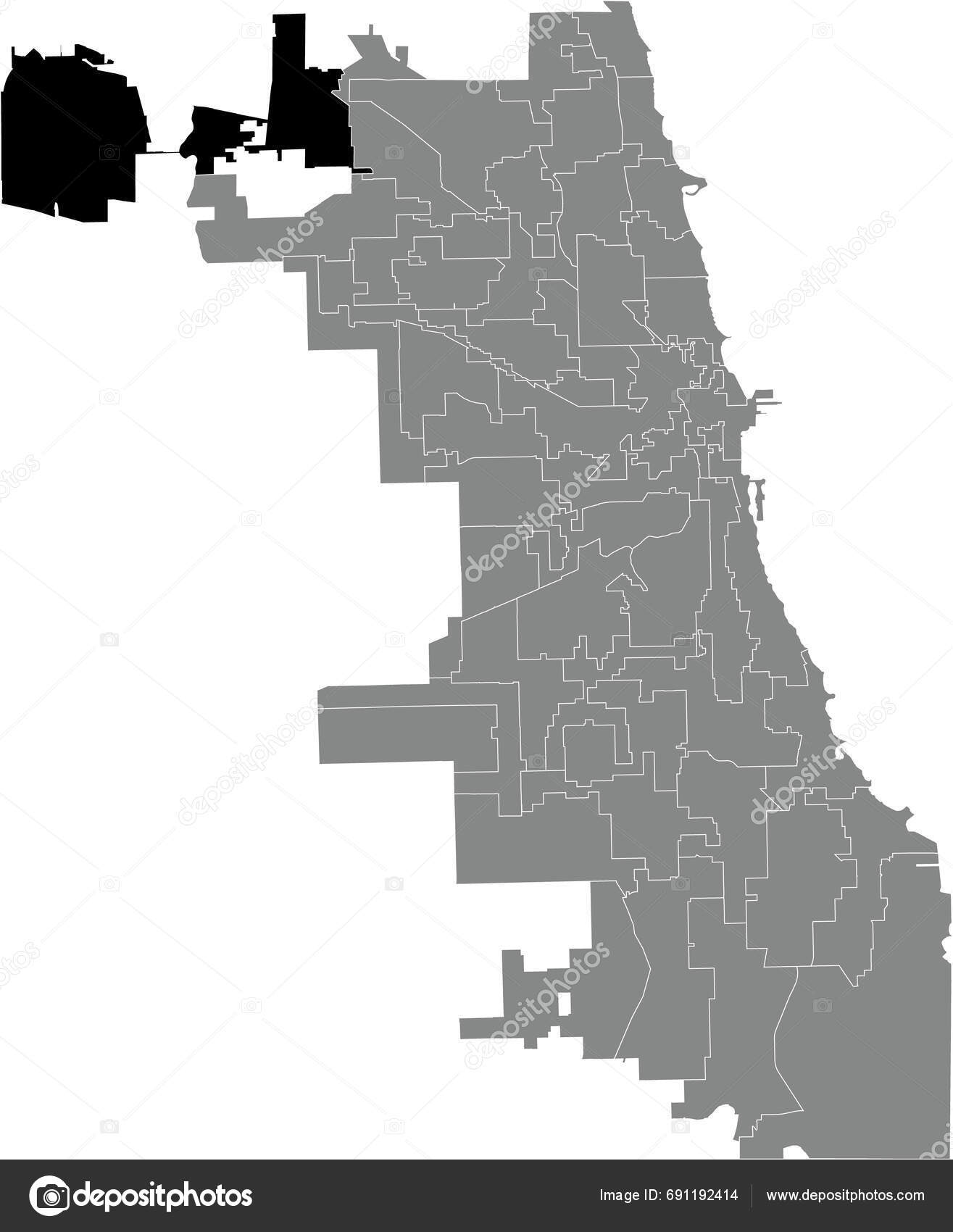 Black Flat Blank Highlighted Location Map Ward Gray Administrative Map ...