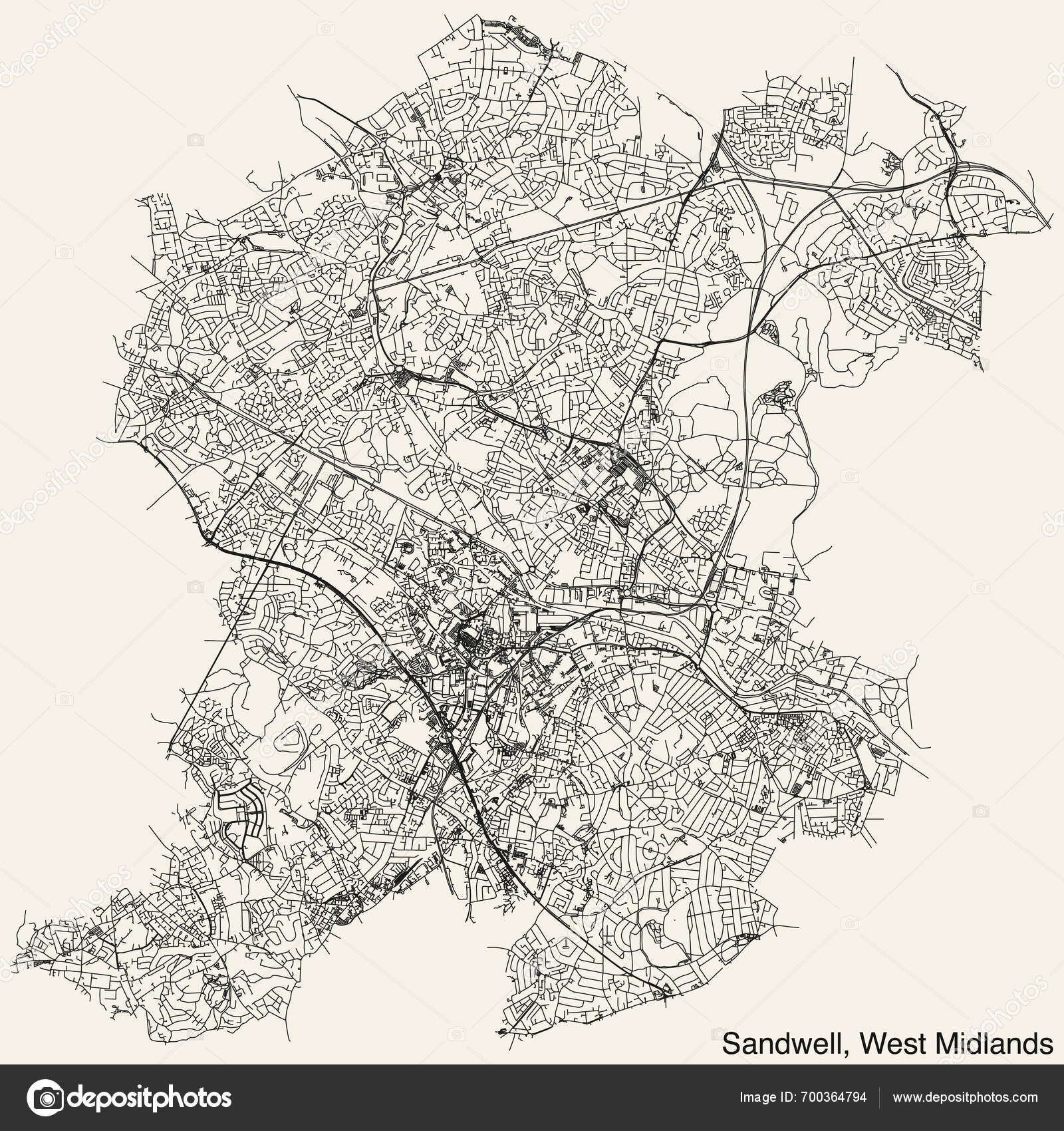 Detailed Hand Drawn Navigational Urban Street Roads Map Metropolitan ...