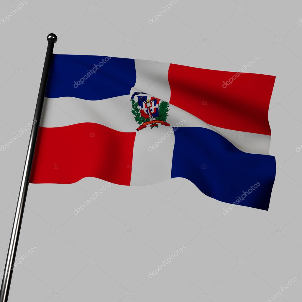 Bandera de República Dominicana 3D ondeando ilustración en gris con una ...