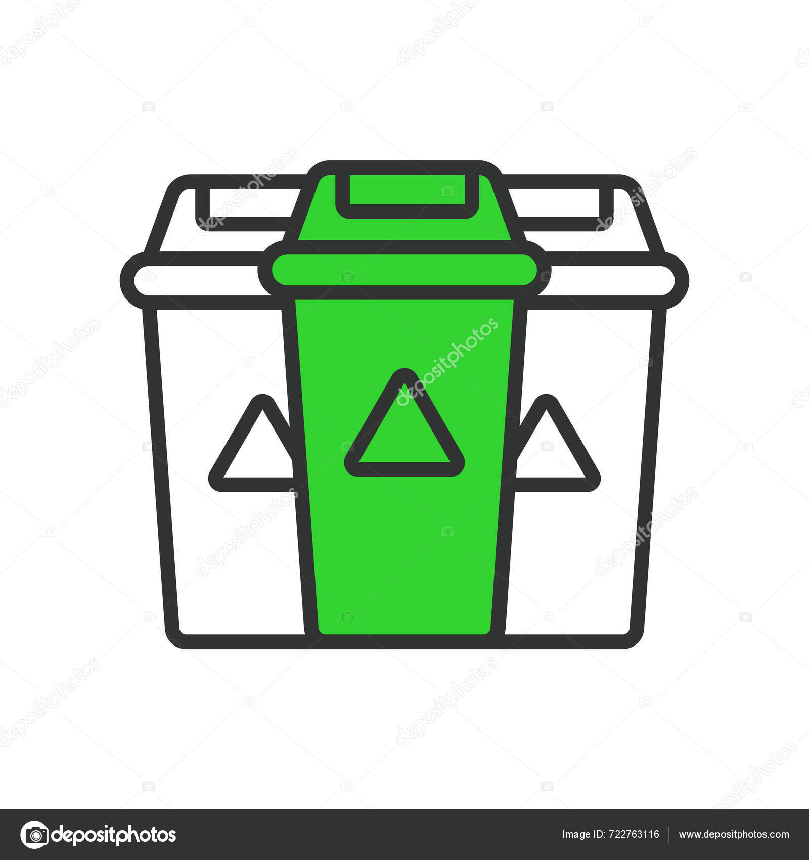 Image vectorielle Vecteur Tri Des Déchets Ligne Vert Déchets Tri ...