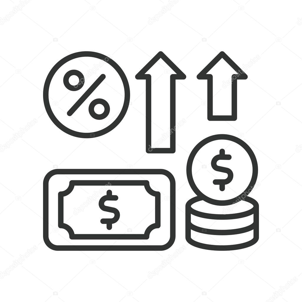 Inflation, icon in line design. Inflation, economy, price increase ...