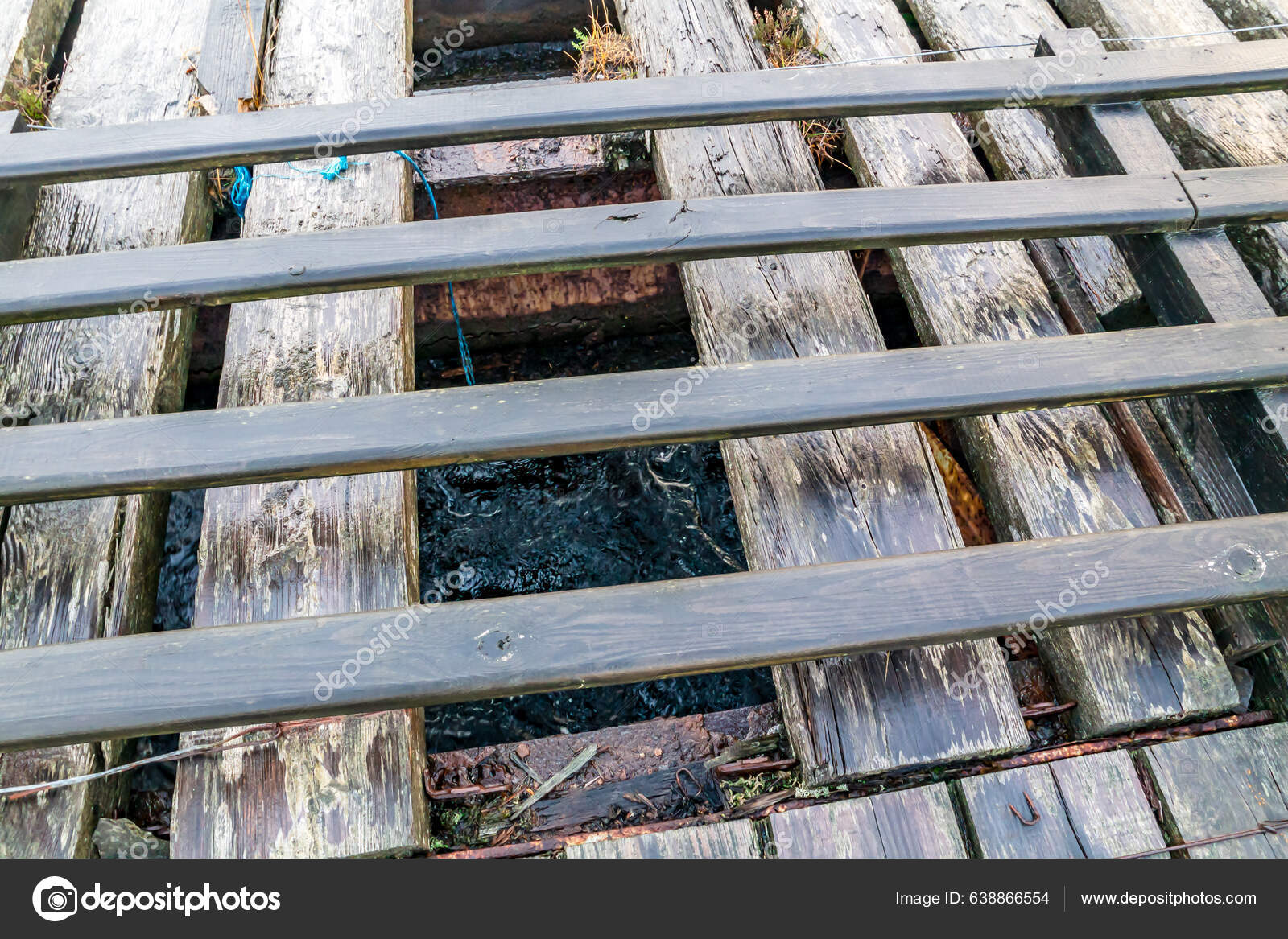 Old Rotten Wooden Bridge Owenea River Ardara County Donegal Ireland ...