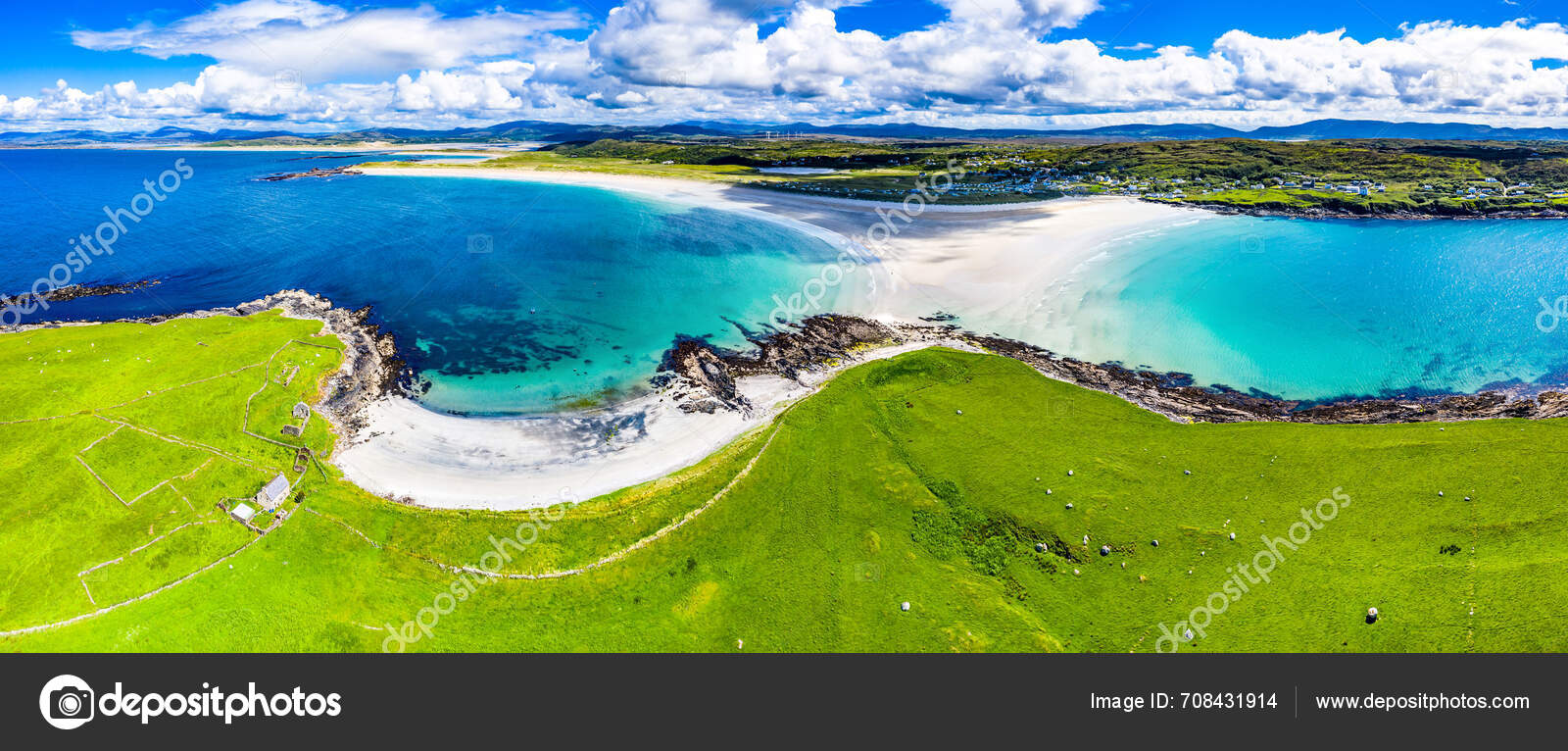 Aerial View Inishkeel Awarded Narin Beach Portnoo County Donegal ...