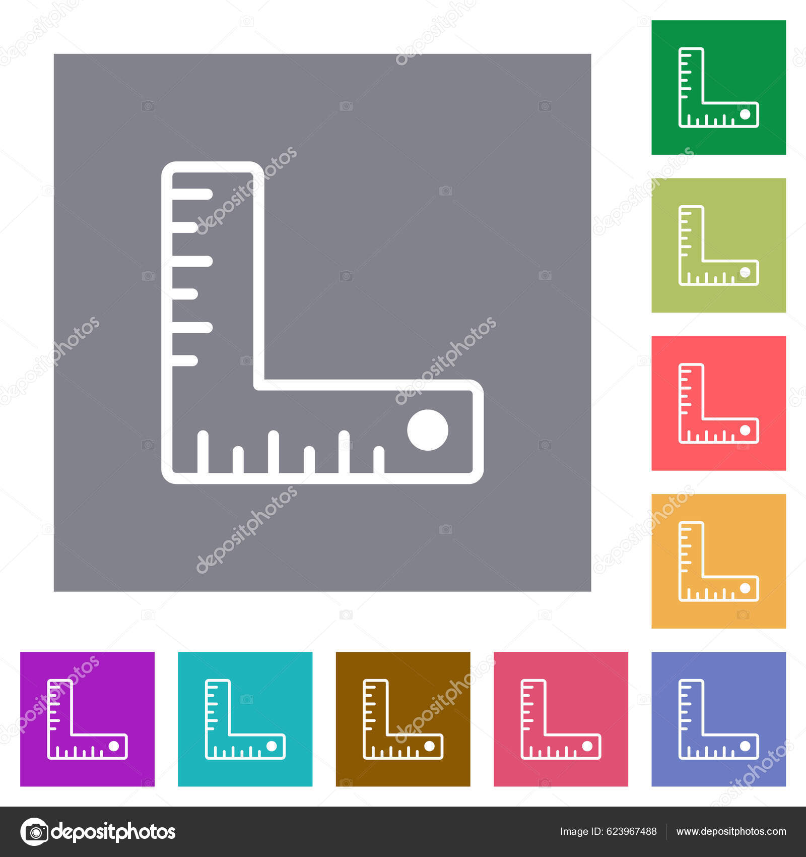 Measurement Tool Outline Flat Icons Simple Color Square Backgrounds ...