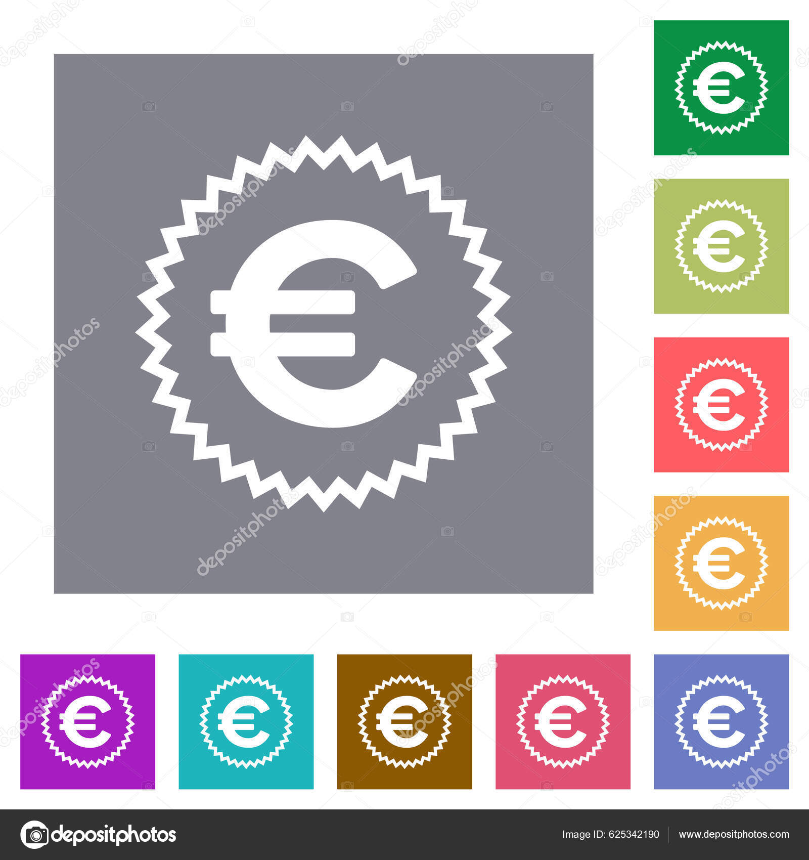 European Euro Sticker Alternate Flat Icons Simple Color Square ...