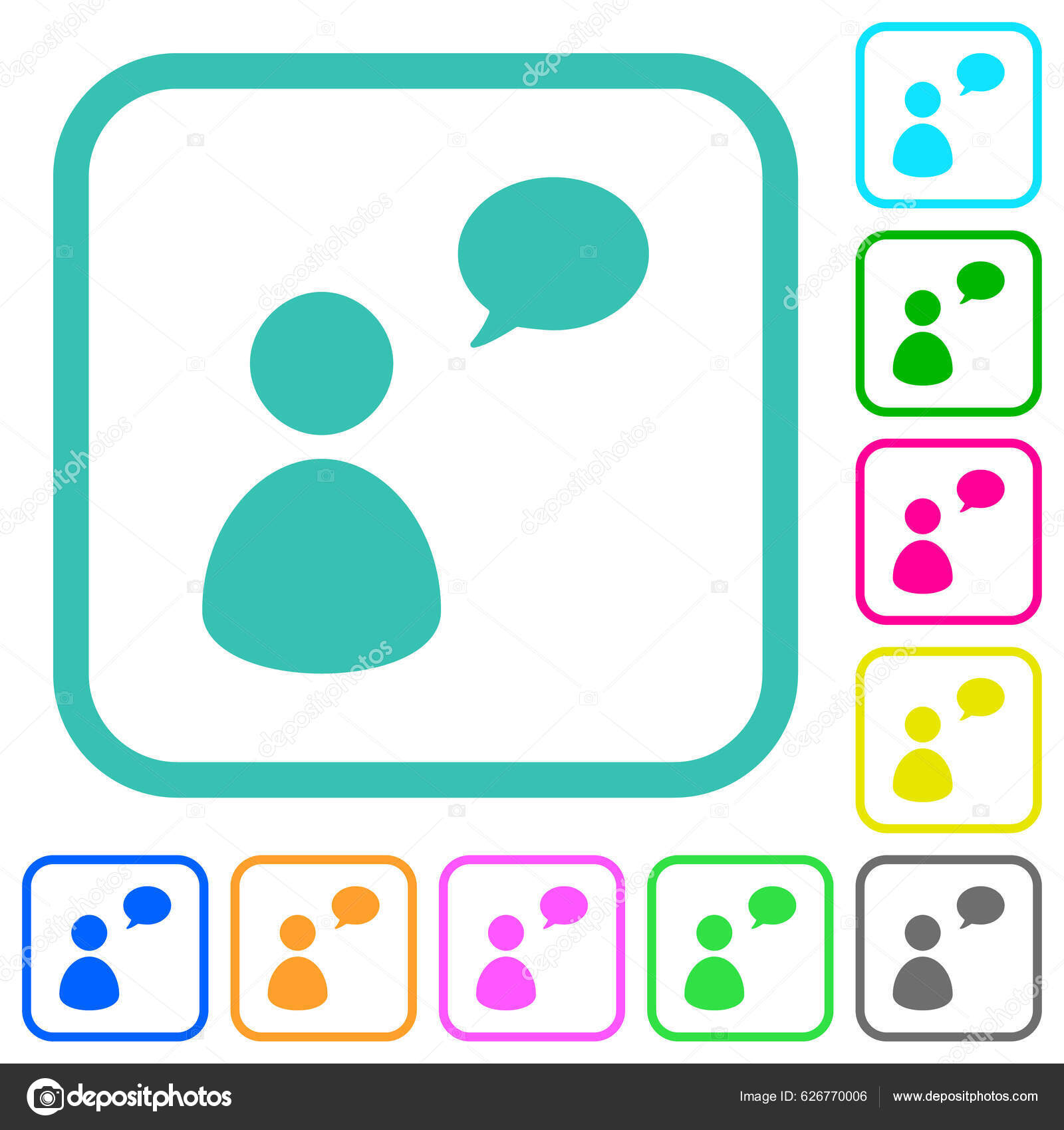 One Talking Person Oval Bubble Solid Vivid Colored Flat Icons Stock ...