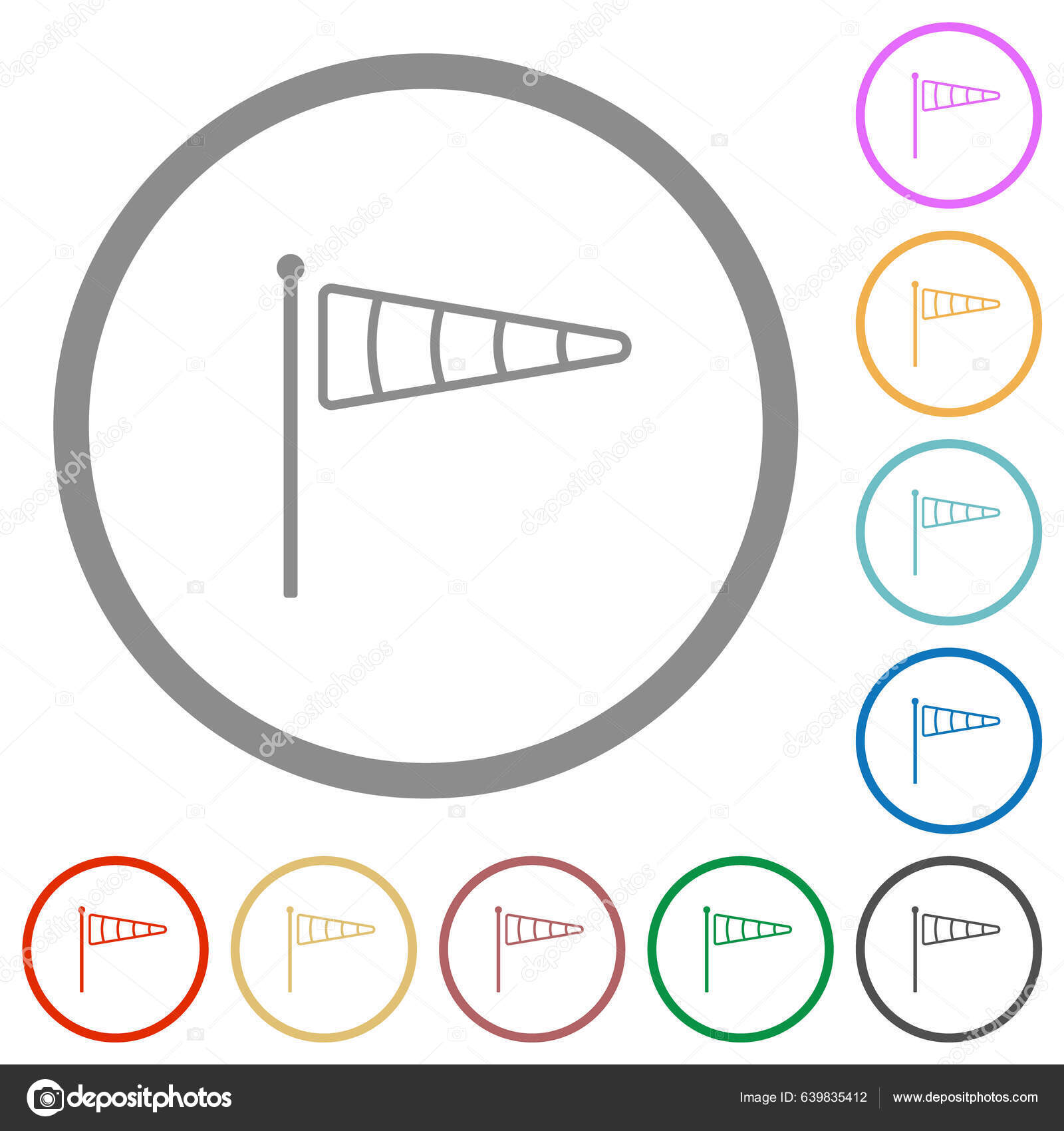 Windsock Indicator Outline Flat Color Icons Outlines White Background Stock Vector by ...
