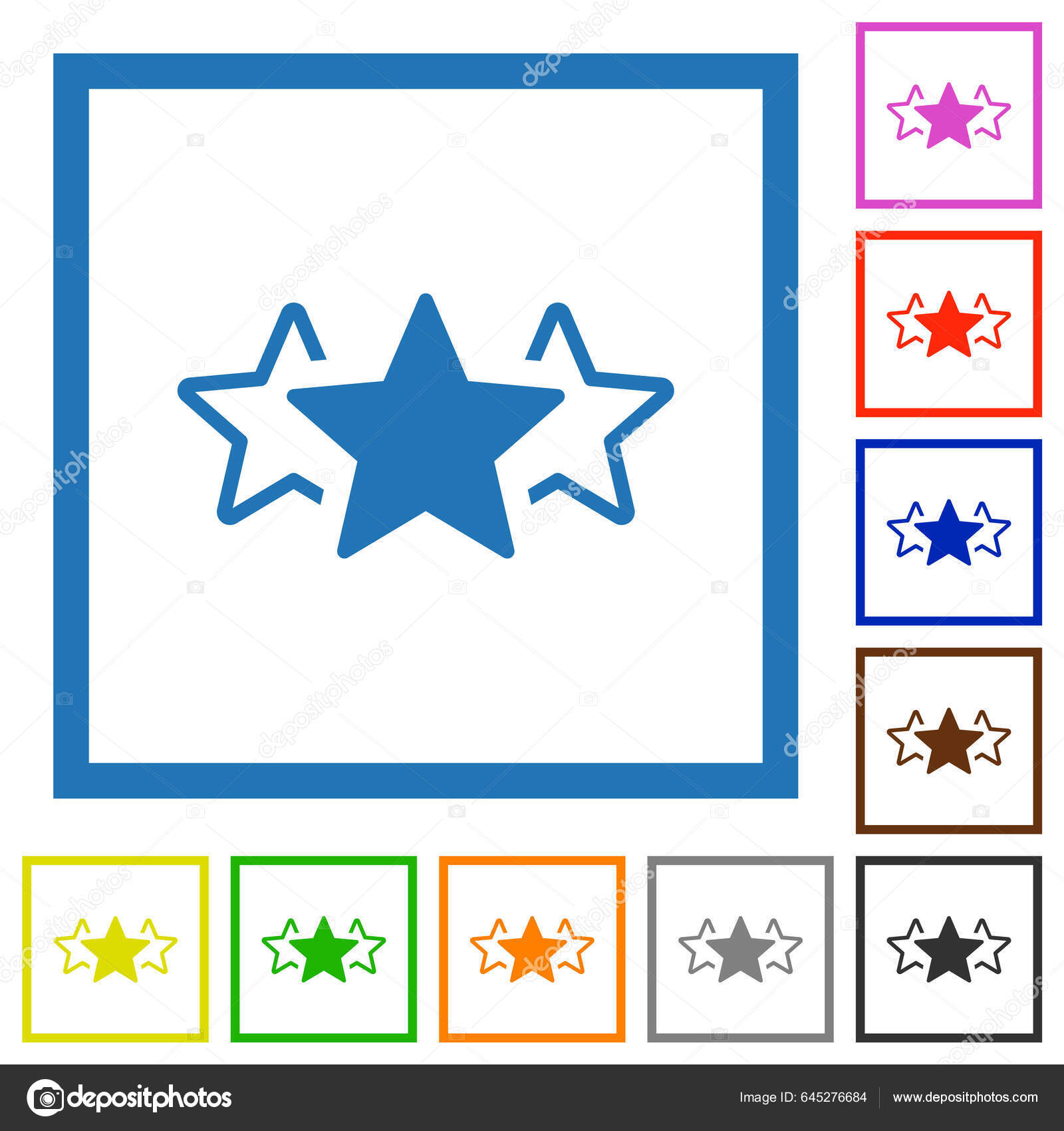 Three Star Rating Alternate Flat Color Icons Square Frames White Stock Vector by ©renegadehomie ...