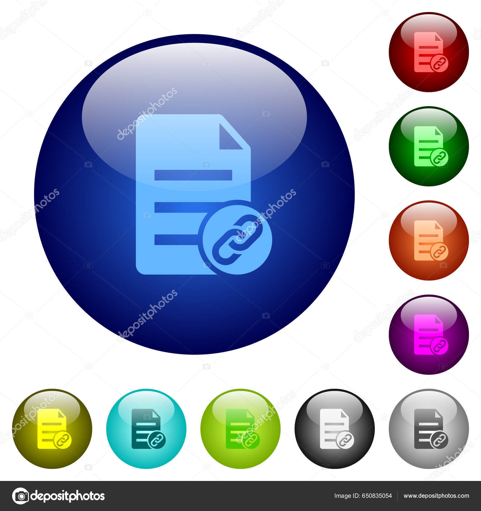 Attach Document Solid Icons Glass Buttons Multiple Colors Arranged Layer Stock Vector by ...