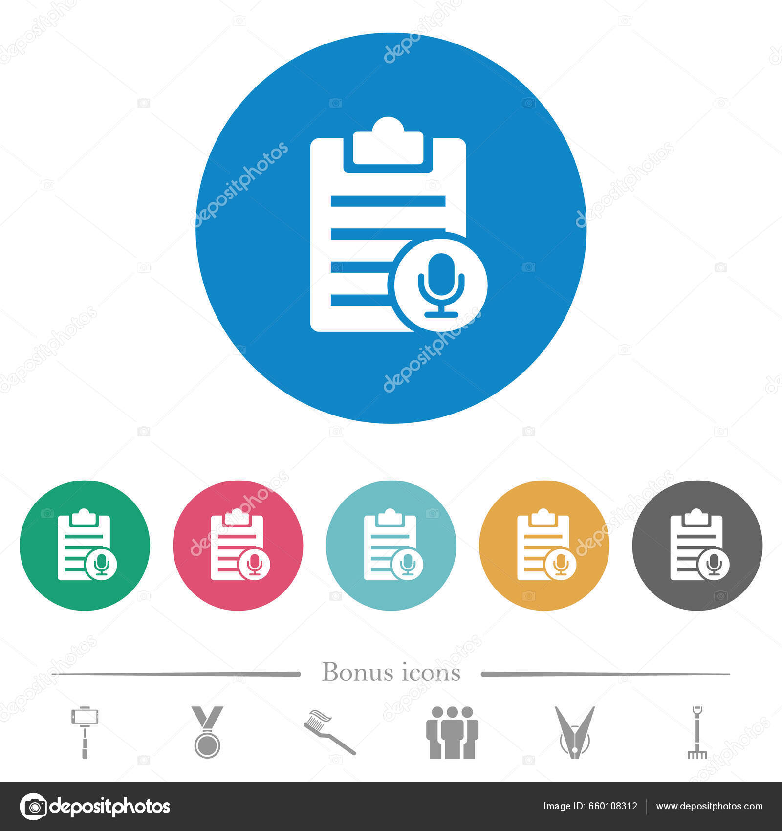 Voice Note Flat White Icons Color Backgrounds Bonus Icons Included ...