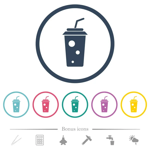 Soft Drink Straw Solid Darker Flat Icons Color Background Stock Vector by ©renegadehomie 669922216