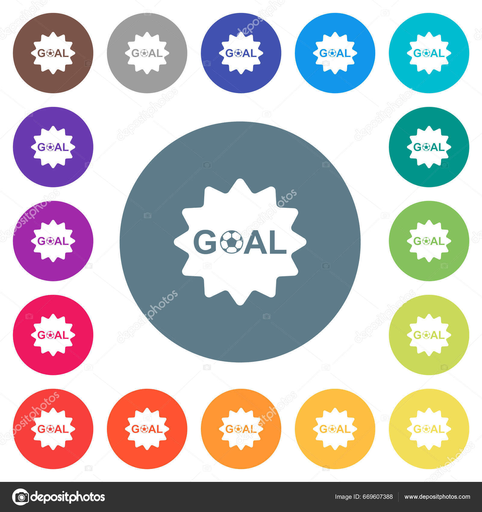 Goal Sticker Rounded Edges Solid Flat White Icons Color Backgrounds ...