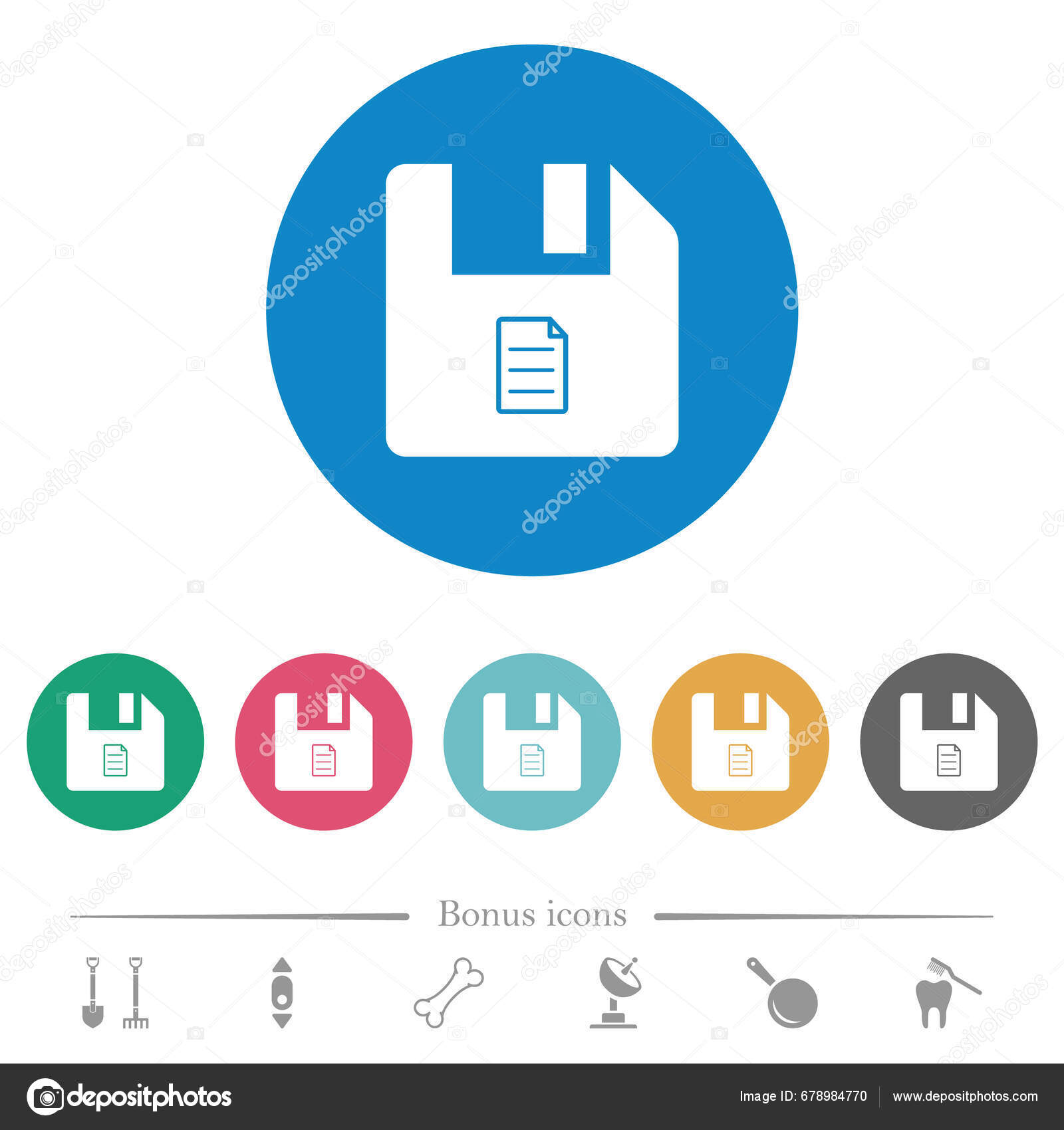 File Properties Flat White Icons Color Backgrounds Bonus Icons Included ...