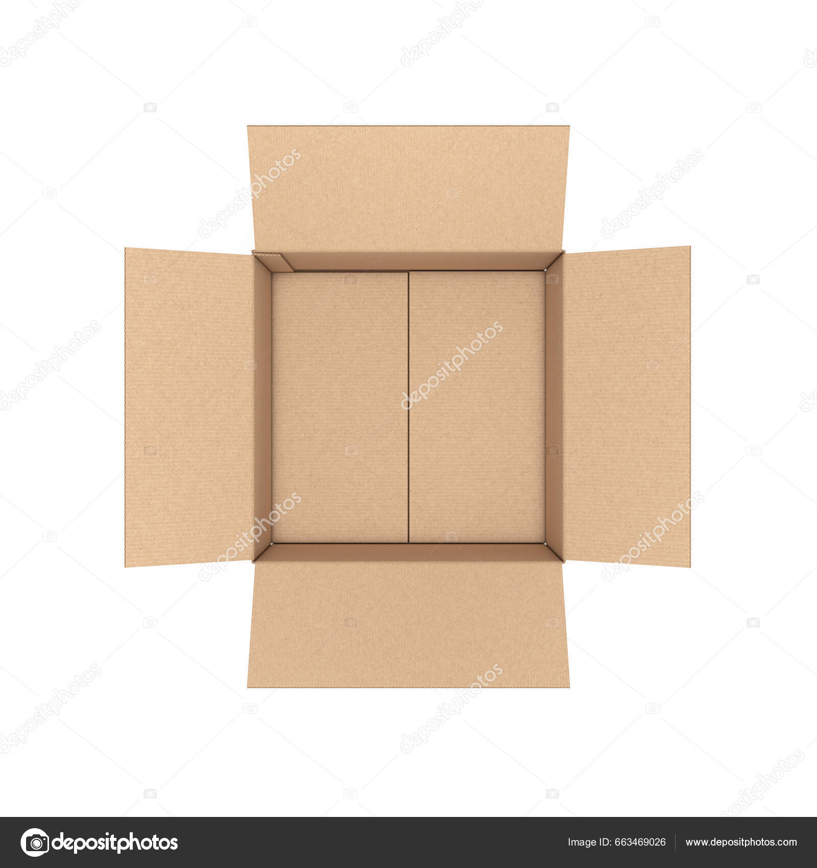 Empty Opened Cardboard Box Top View White Background Rendering — Stock ... Empty Opened Cardboard Box Top View White Background Rendering — Stock ...