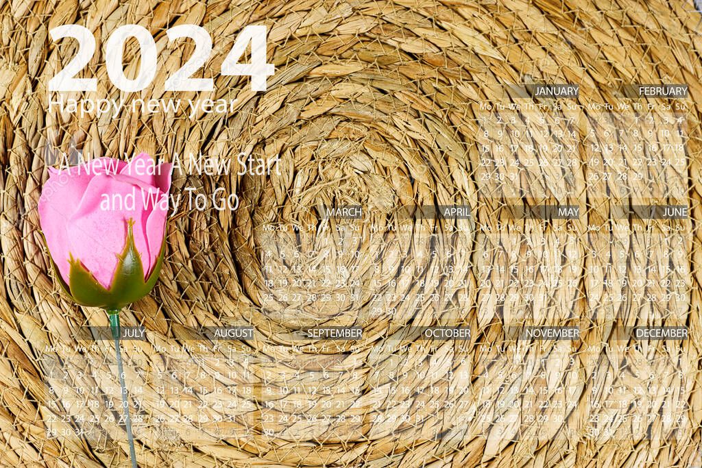 rosa rosa en textura esparto halfah, fibra natural con calendario de ...