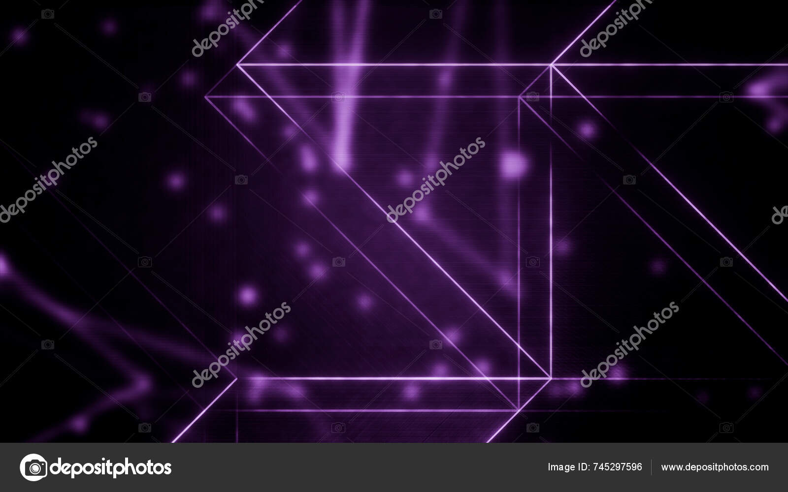 Abstract Neon Lines Angles Dots Black Background Motion Purple ...