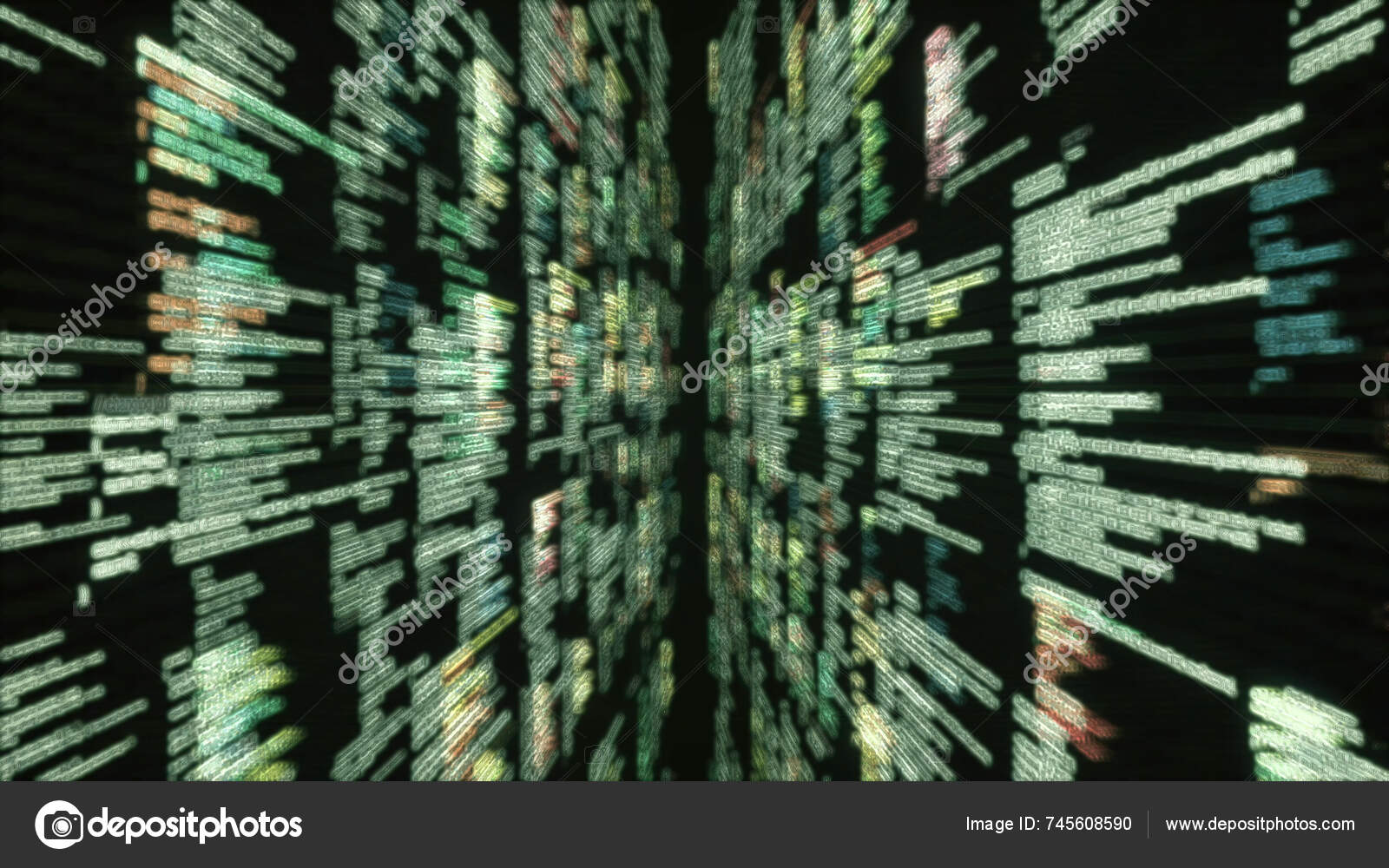 Computer Script Being Typed Endlessly Black Background Blurred Effect ...