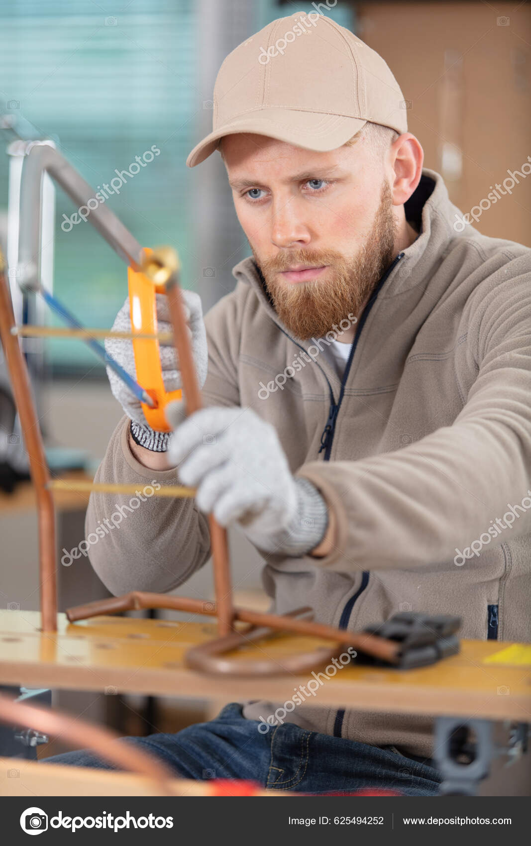 Workman Using Hacksaw Copper Pipe Stock Photo by ©photography33 625494252