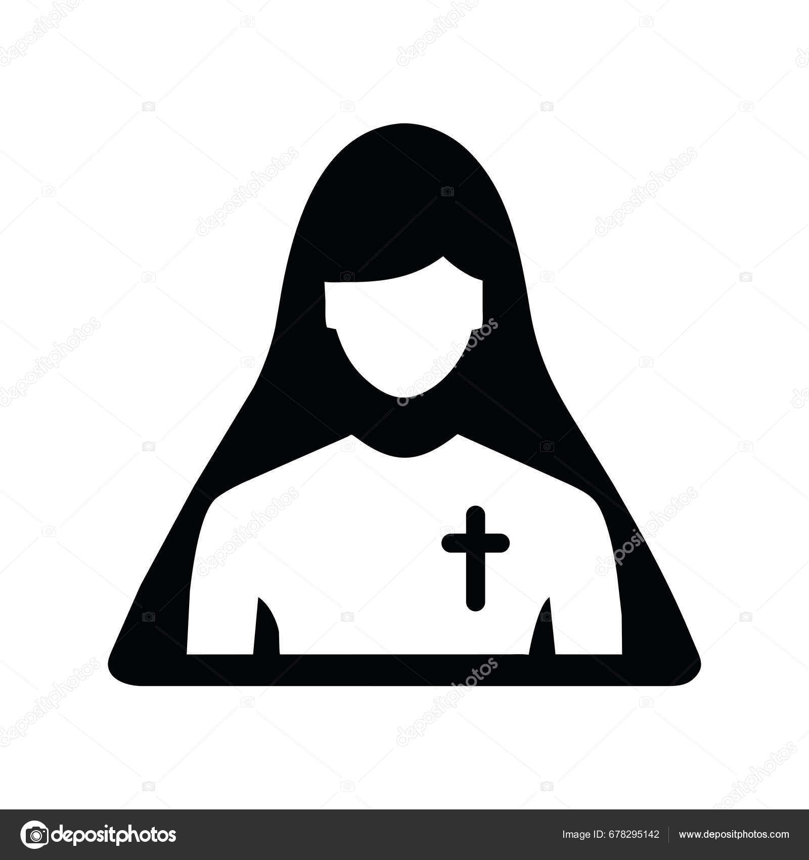 Religión Católica Monja Silueta Vector Aislado Vector de stock ...