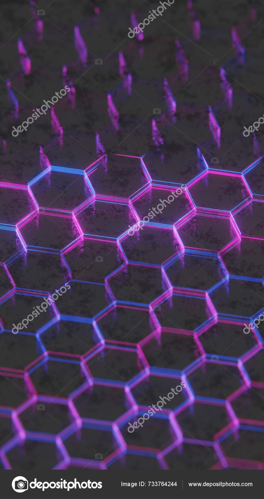 Dark Abstract Hexagonal Pattern Purple Pink Light Reflection — Stock ...