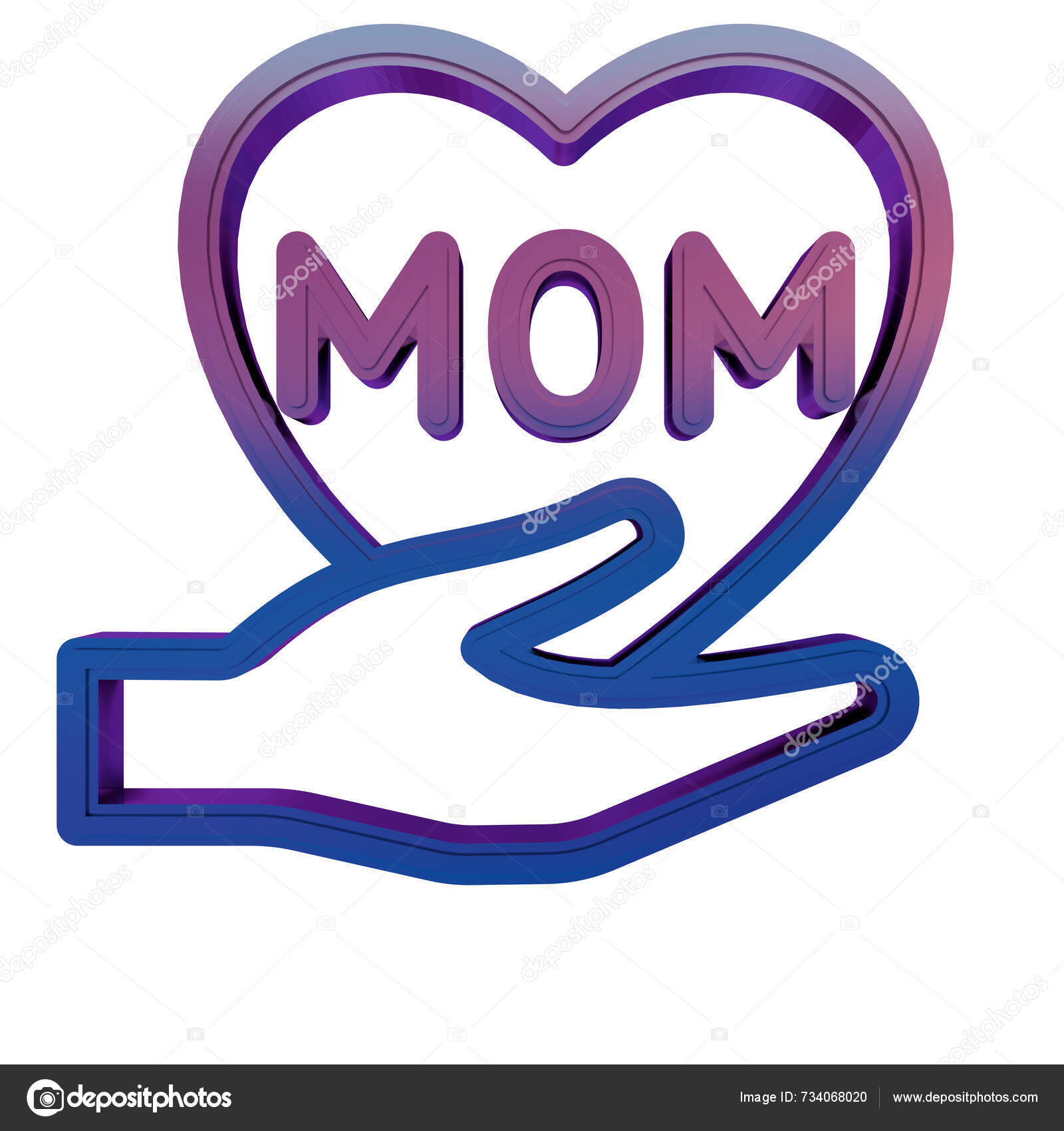 Neon Retro Icon Hand Heart Word Mom — Stock Photo © Bushko #734068020