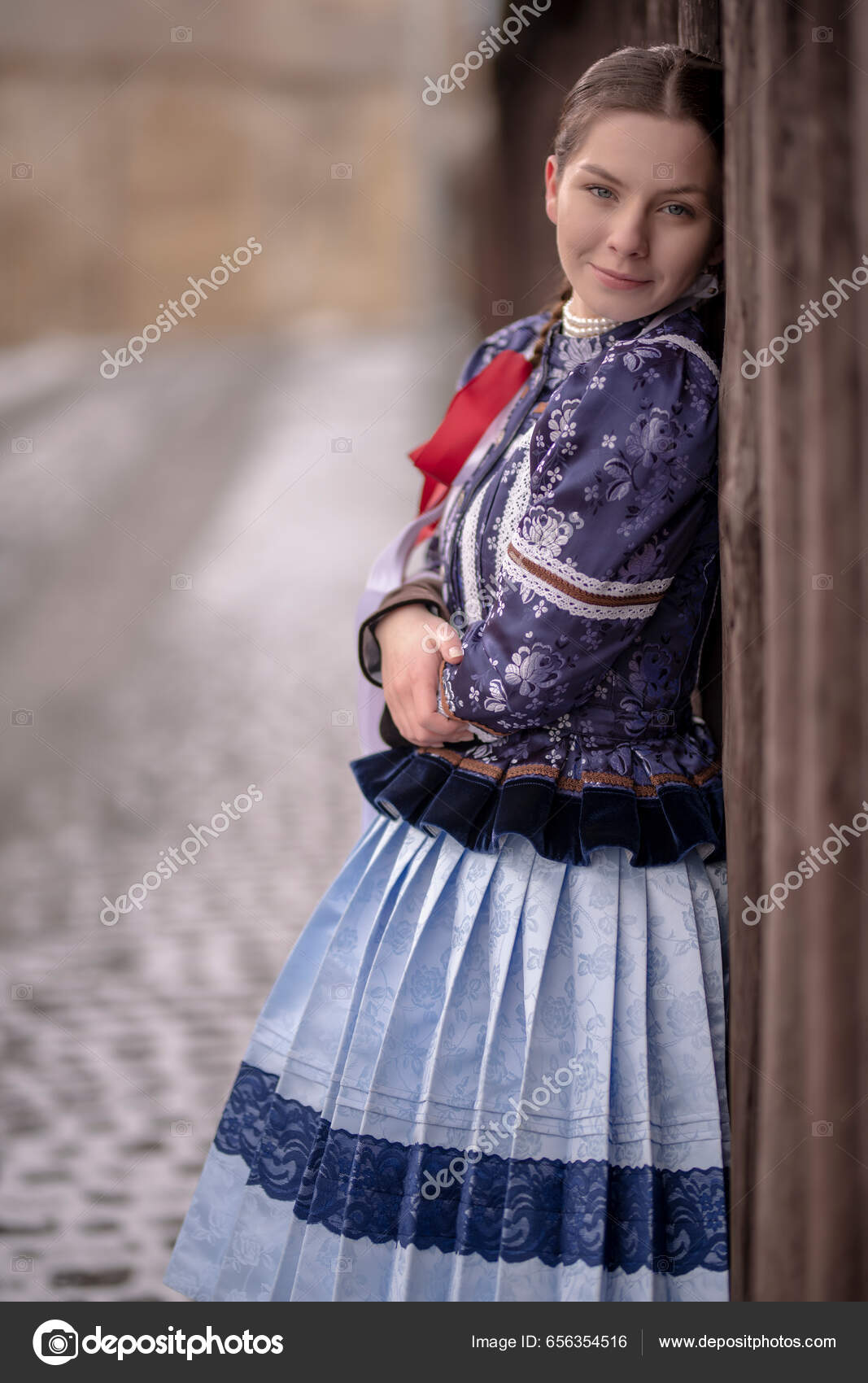 Beautiful Woman Wearing Traditional Eastern Europe Folk Costumes Slovak ...