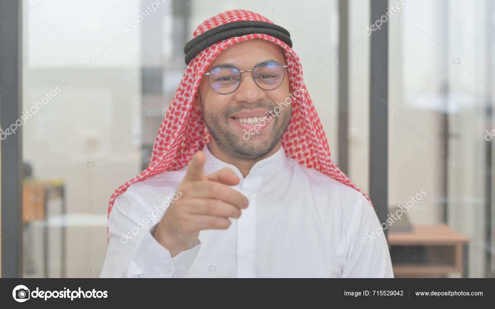 Portrait Young Arab Man Pointing Camera — Stock Photo © mustang.marshal ...