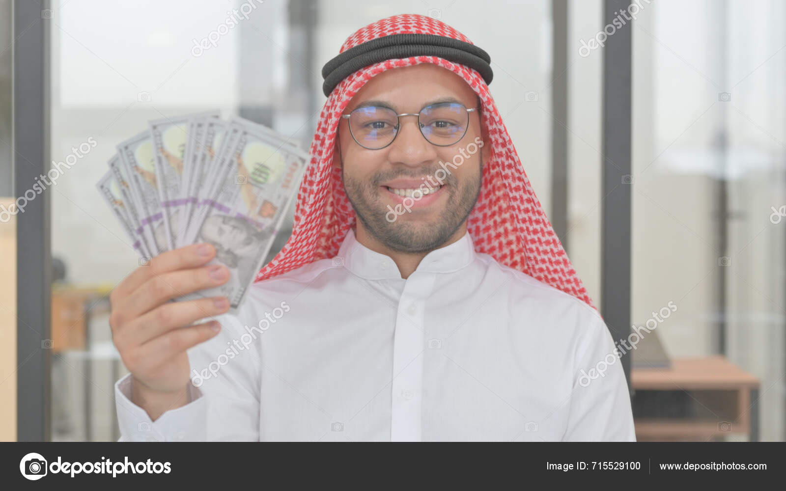 Portrait Young Arab Man Showing Money — Stock Photo © mustang.marshal ...