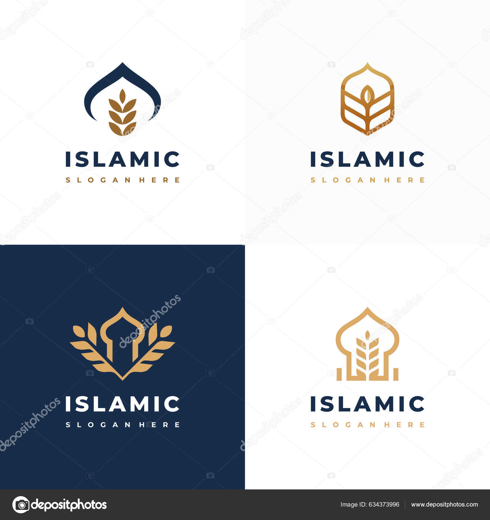 Set Islamic Food Market Logo Symbol Concept Vector Wheat Grain Stock ...