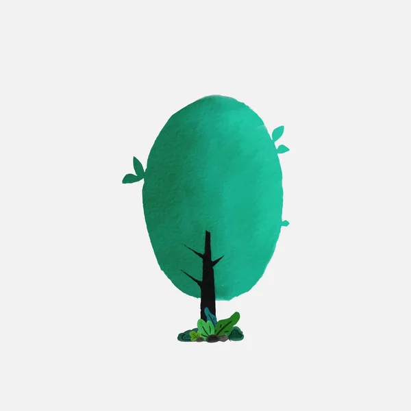 Watercolor Stylized Trees Natural Vector Illustration Side View Tree ...