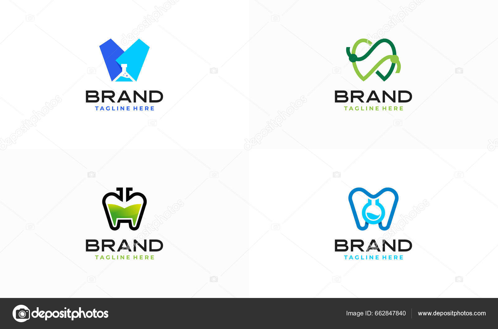 Set Dental Labs Logo Modern Creative Style Premium Vector Stock Vector ...