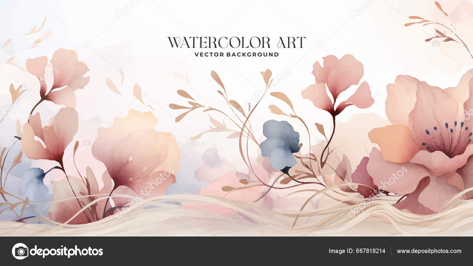 Abstract Art Botanical Pink Background Vector Luxury Wallpaper Pink ...